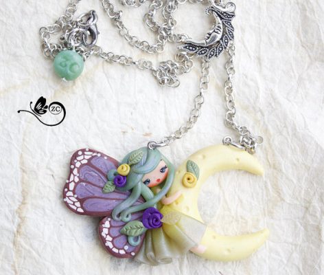 Cute polymer clay fairy necklace