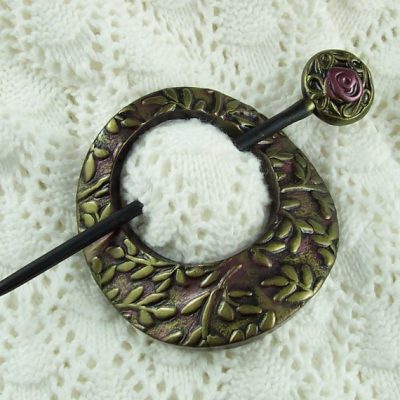 Polymer clay shawl pin hair accessories | FIMO DIY