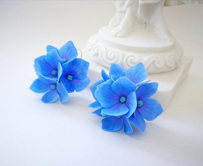 Polymer clay Hydrangeas jewelry - FIMO DIY