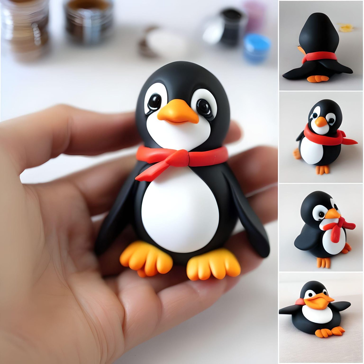 Polymer clay penguin | FIMO DIY