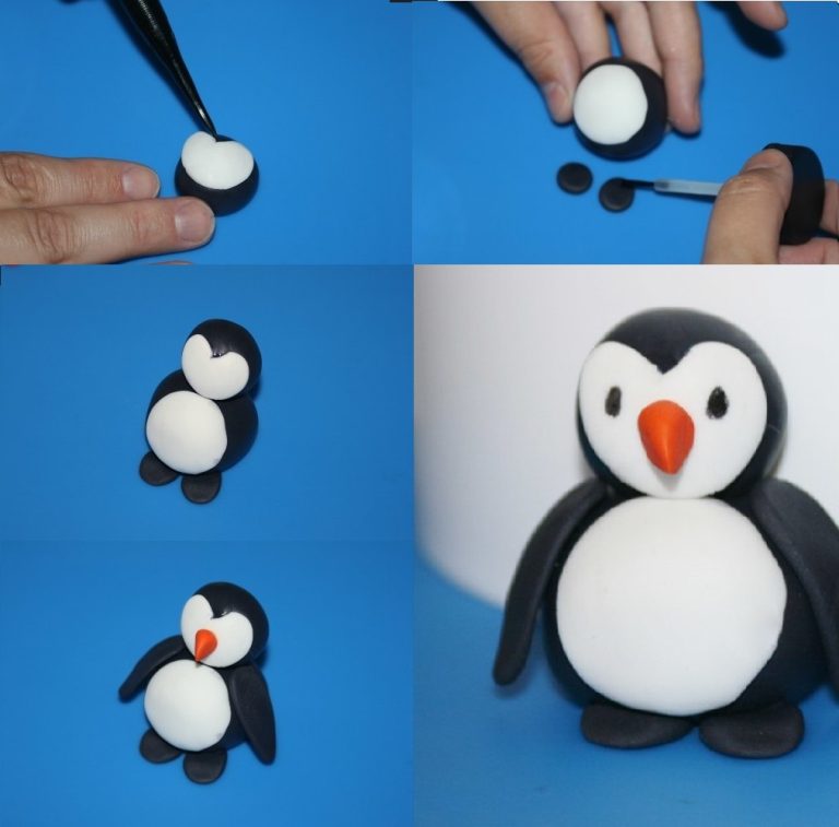 Polymer clay penguin - FIMO DIY